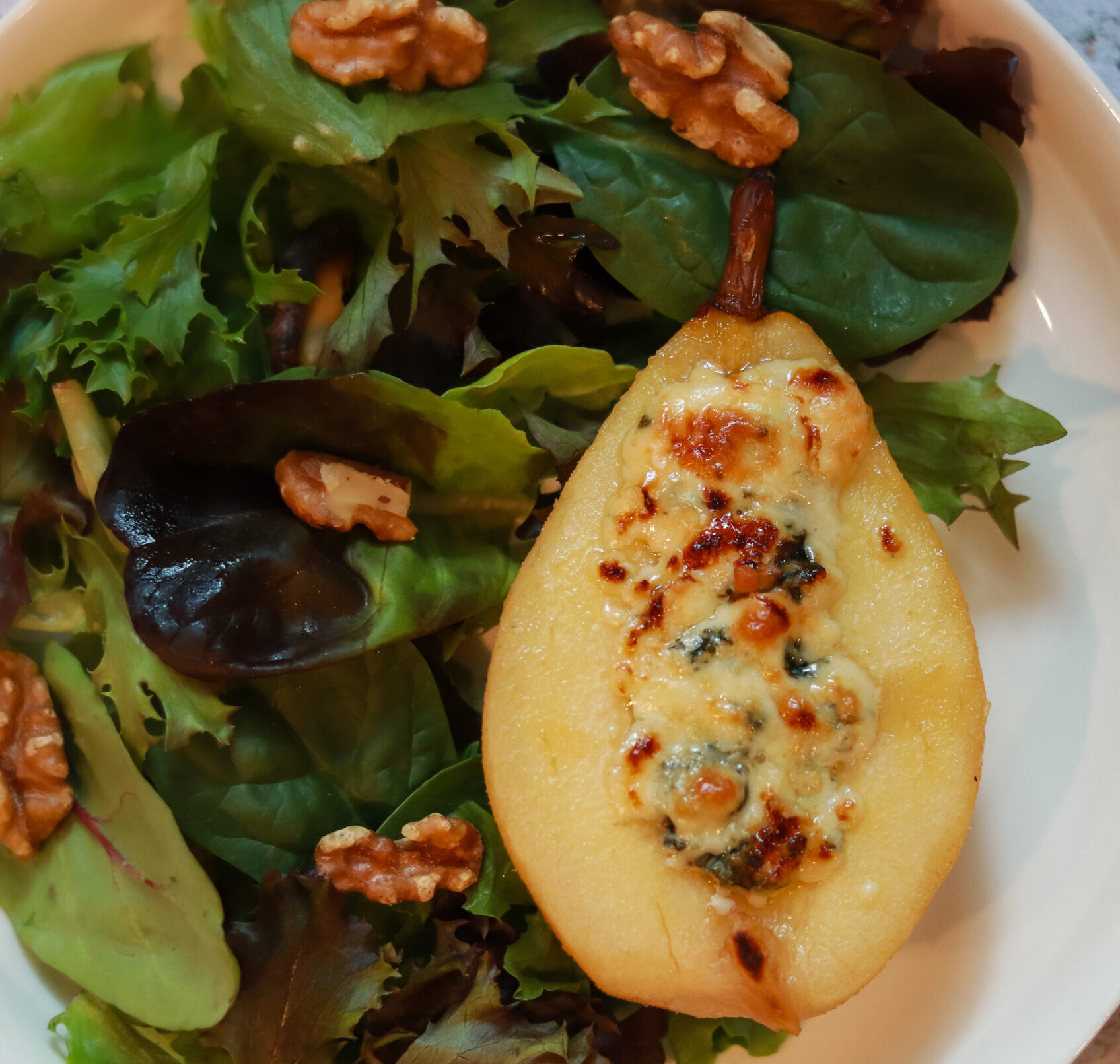 Roasted Red Anjou Pears with Blue Cheese - Caviar and Cupcakes